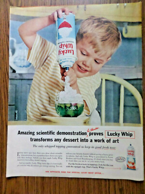 1961 Lucky Whip Ad Amazing Scientific Demonstration Little Boys | eBay