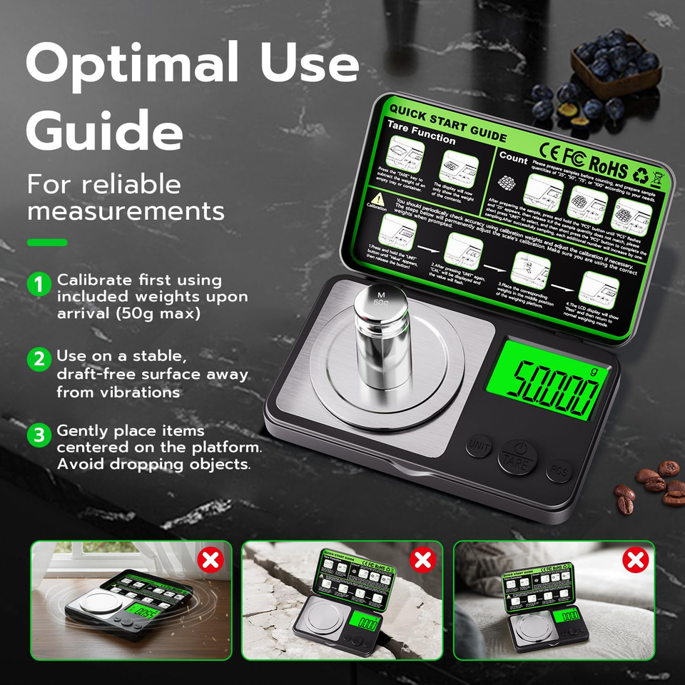 Wigearss 0.001G/50G Digital Milligram Scale, Mini Gram Scale,Pocket ...