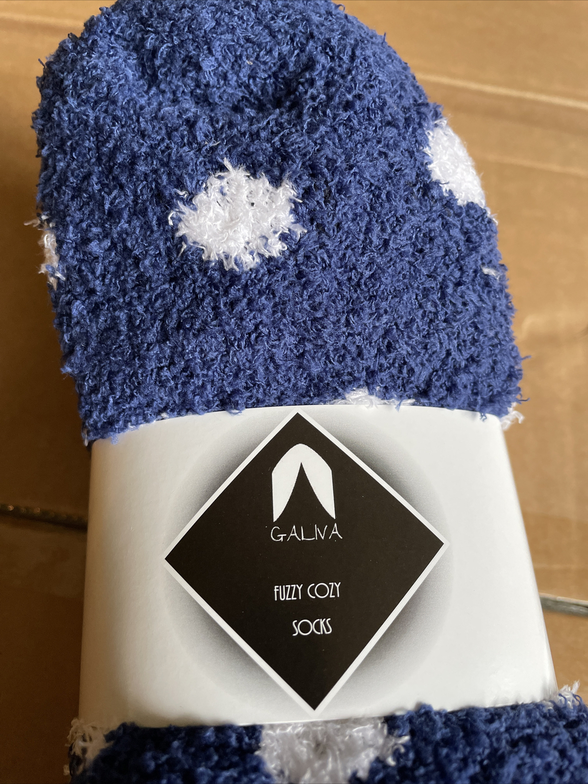 Galiva Women's Blue W/ White Polka Dotted Fuzzy Crew Cozy Socks - 3 ...