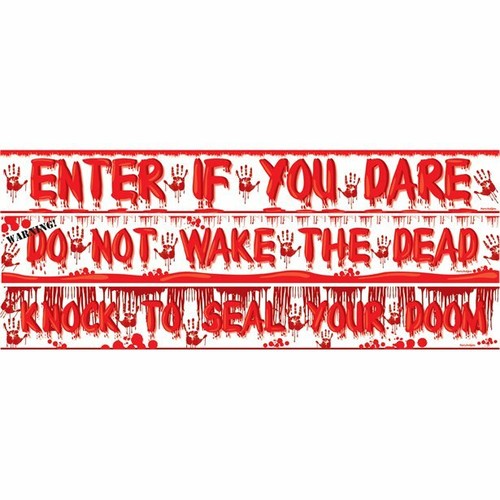 HALLOWEEN BLOODY WARNINGS BANNER POSTERS HORROR PARTY DECORATIONS SET 3 ...
