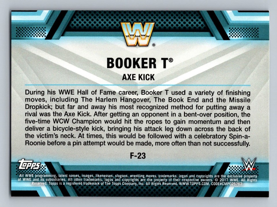 2017 Topps WWE #F-23 Booker T Finishers Moves | eBay