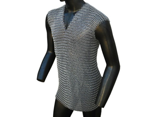 Zinc Finish Butted Custom Medieval Armor Chainmail Sleeveless Shirt 10 ...
