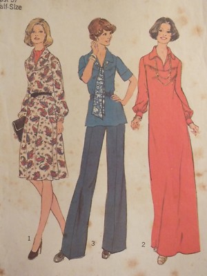 VTG 75 SIMPLICITY 7181 Dress in 2 lengths Top Pants & Scarf PATTERN 14. ...