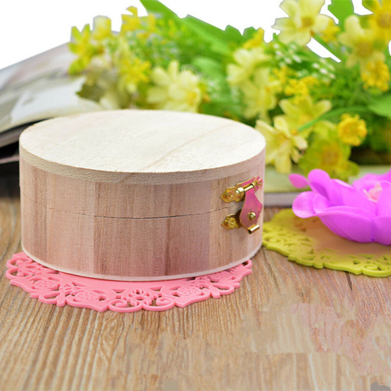Collect Storage Box Organizer Case Round 1pc Wooden With Lid Golden ...