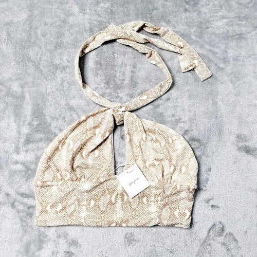 Supre Size M Brown Snake Print Stretch Cropped Halter Top | eBay Australia