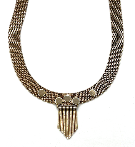 Retro Vintage Leo Glass Gold Tone Mess Chain Art Deco Choker Necklace ...