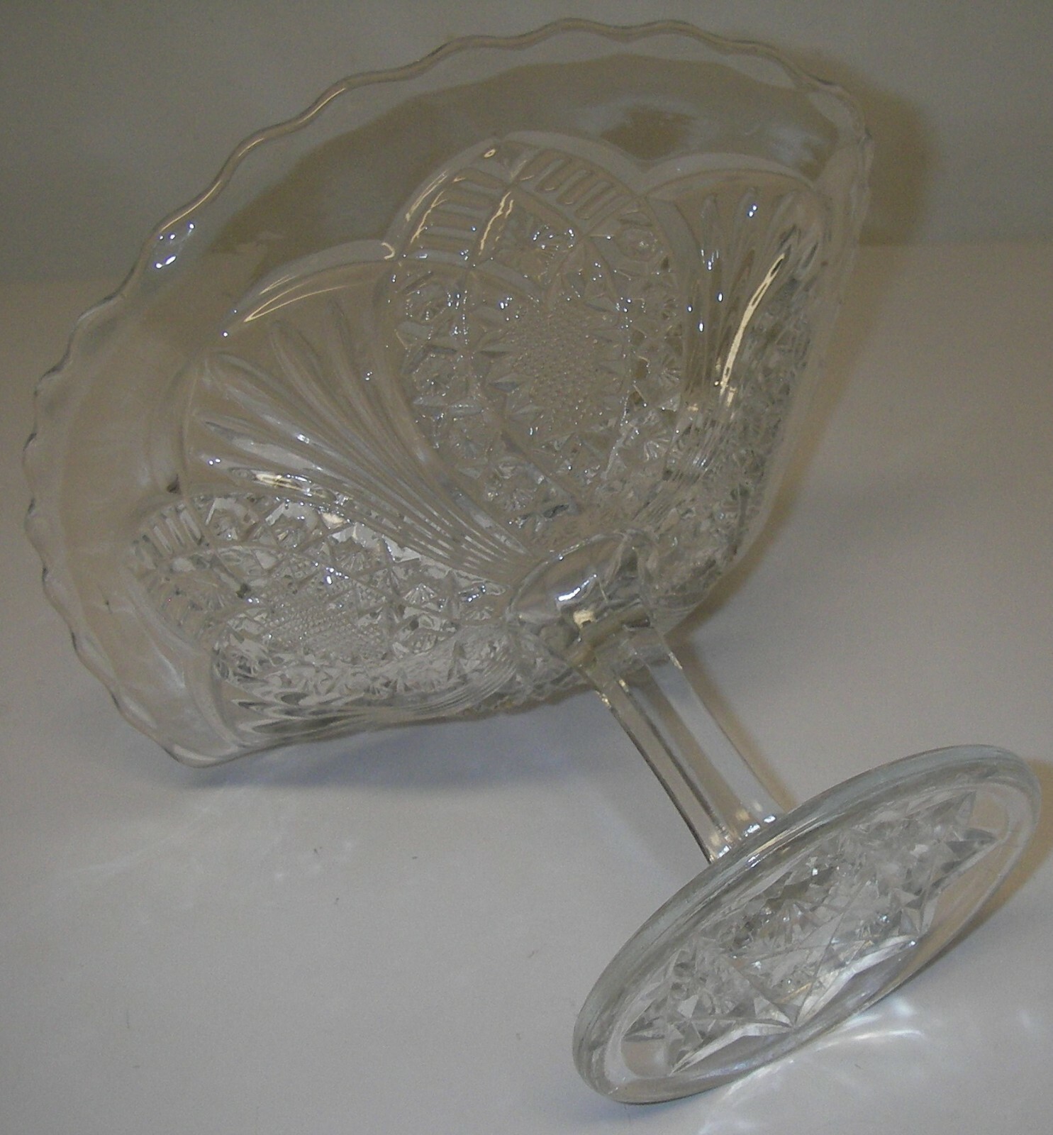 EAPG Glass Bryce Higbee MADORA Clear Compote scalloped AKA Arrowhead in ...