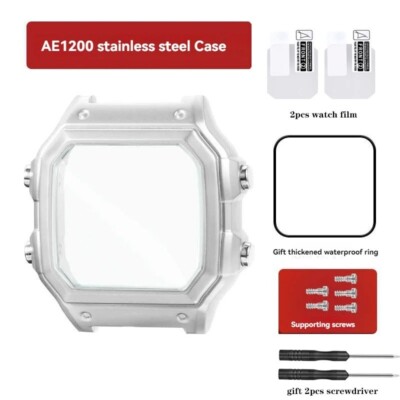Watch Case Mod Kit For Casio 3299 AE1200/1200WH All Metal Bezel Glass ...