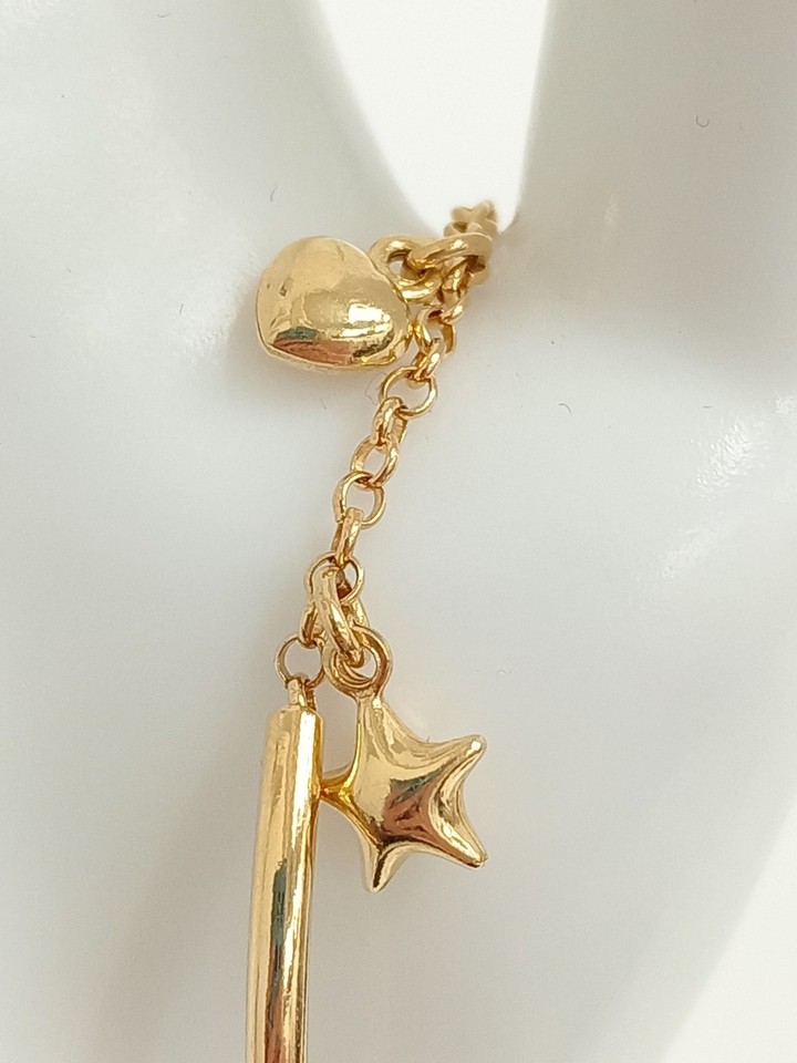 18ct Yellow Gold 5-Charm Celestial Theme 17.5cm Bangle / Bracelet 5.93g ...