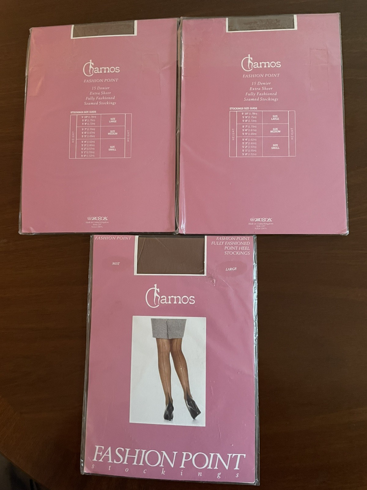 3 Pairs of Charnos Fashion Point Fully Fashioned Point Heel Stockings ...