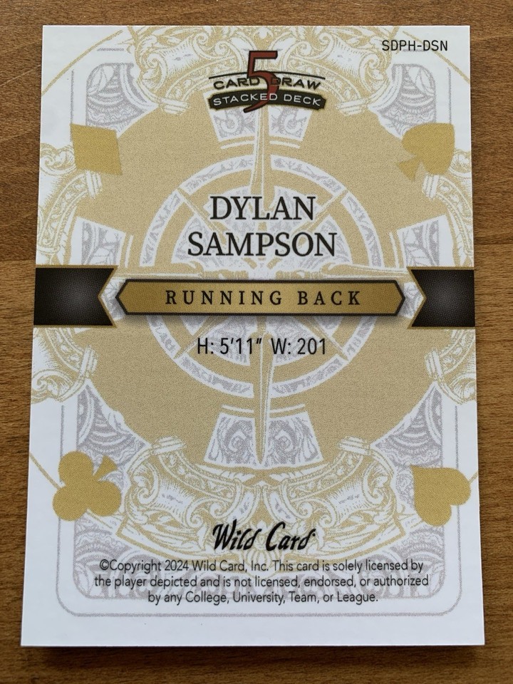 DYLAN SAMPSON 2024 Wild Card 5 Card Draw STACKED DECK Rookie RC! #'d 1/ ...