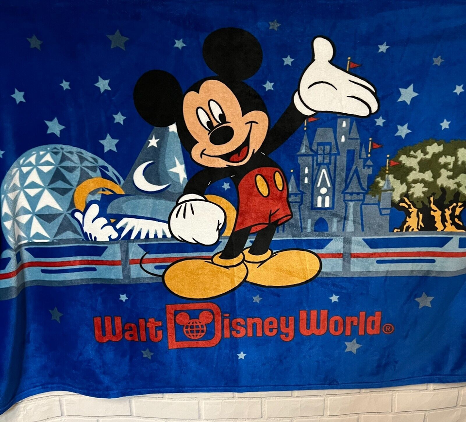 Disney Parks Walt Disney World Mickey Mouse Blue Fleece Throw 40” x 61. ...