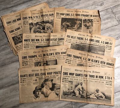 30 Original Vintage Newspapers Baseball 1934-5 CHICAGO CUBS + SOX Full ...