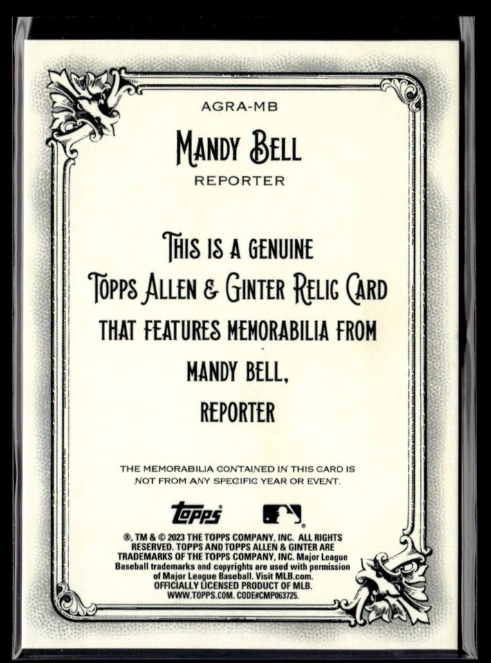 2023 Topps Allen & Ginter Relic Mandy Bell Reporter #MB | eBay