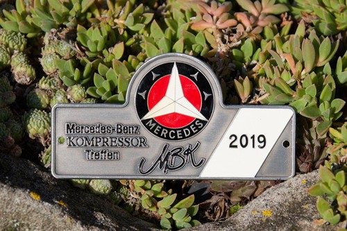 VINTAGE AUTOMOBILE CAR RADIATOR BADGE # MERCEDES BENZ KOMPRESSOR RALLY ...