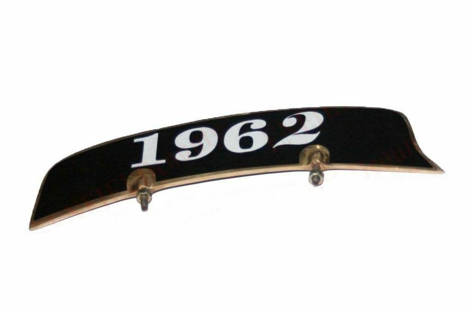 Vintage Brass 1962 White Sticker Black Background Front Mudguard Plate ...