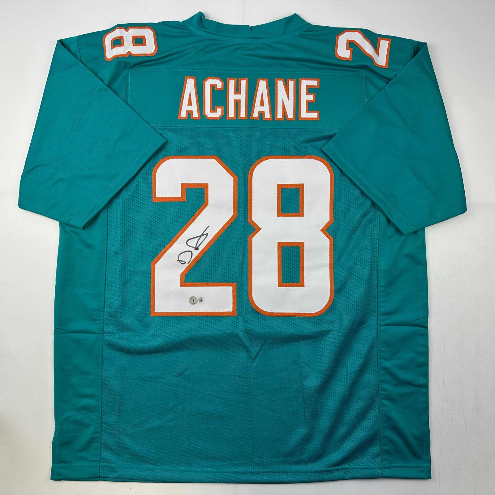 Autographed/Signed De’Von DeVon Achane Miami Teal Jersey Beckett BAS ...