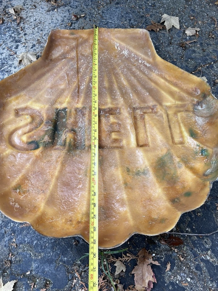 VINTAGE SHELL GASOLINE OIL Large Fiberglass GAS PUMP SIGN Station Mobil ...