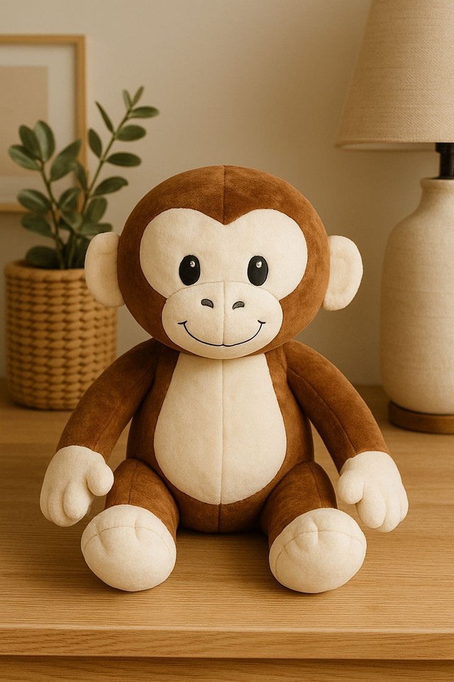 Cute Monkey Plush Toy – Soft Stuffed Animal for Kids Brown & Cream ...