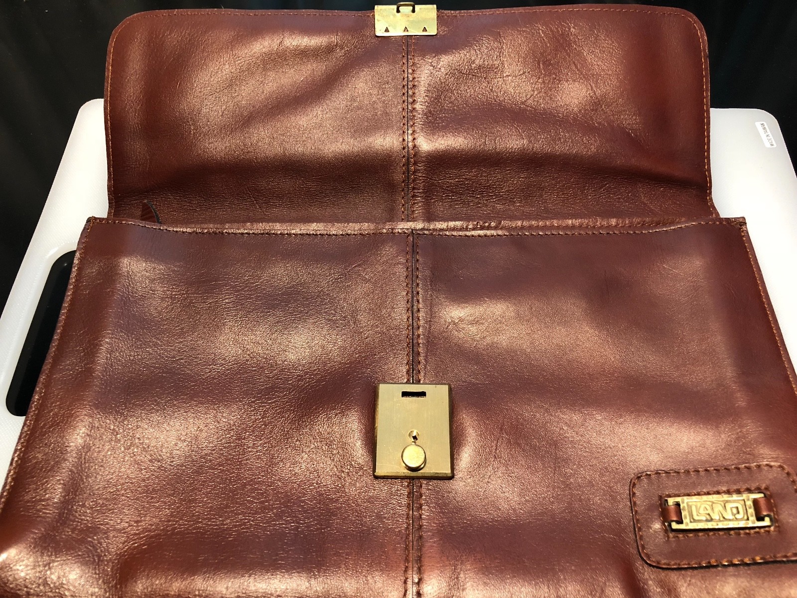 LAND Brown Small Classic Underarm Leather Briefcase Made in Columbia | eBay