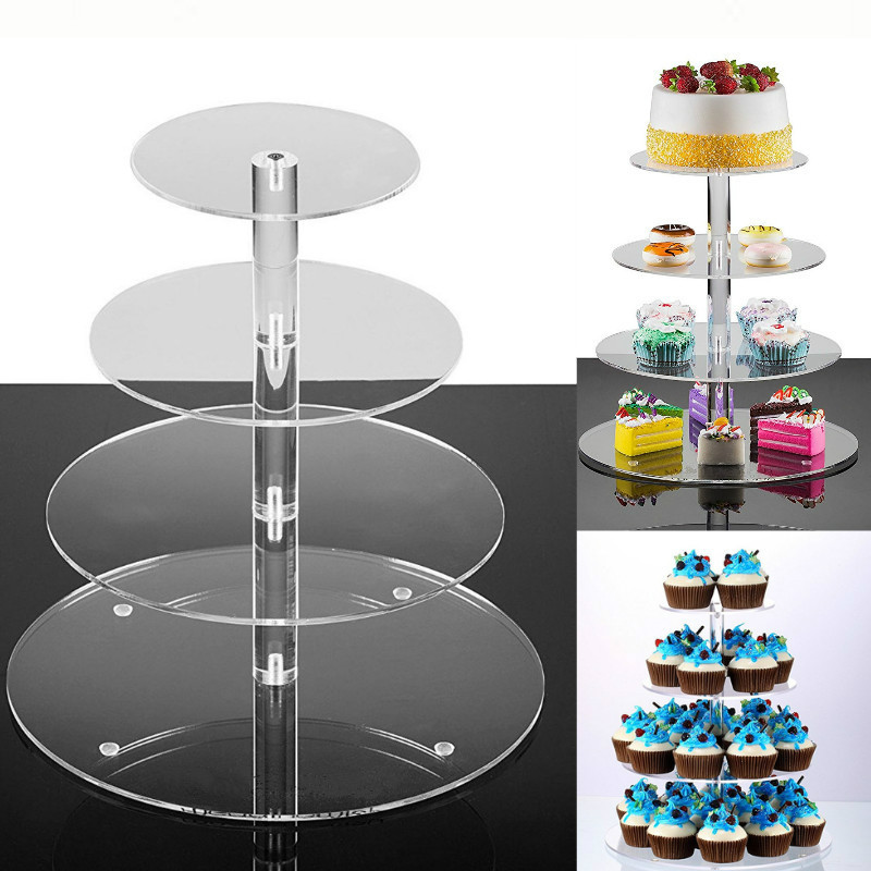 4Tier Acrylic CupCake Stand Display Cake Toppers Tower Shelf Wedding ...