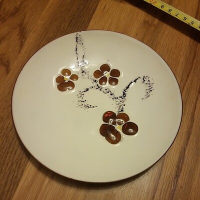 VTG Bovano of Cheshire CT MCM White Enamel on Copper Trinket Dish Plate ...