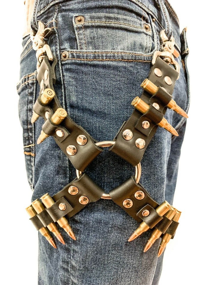 Real Brass Bullet Thigh Harness Leather Harness Fetish Thrash Metal ...