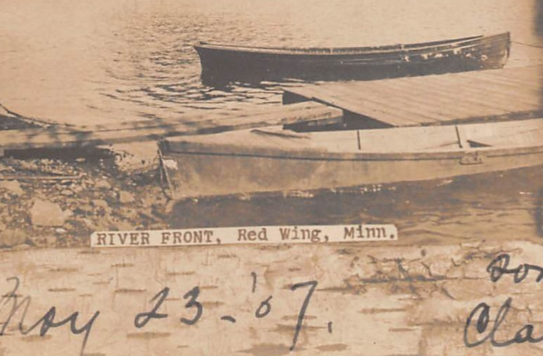 Real Photo Red Wing MN River Front Barn Bluff 1907 C. M. Nelson RPPC ...