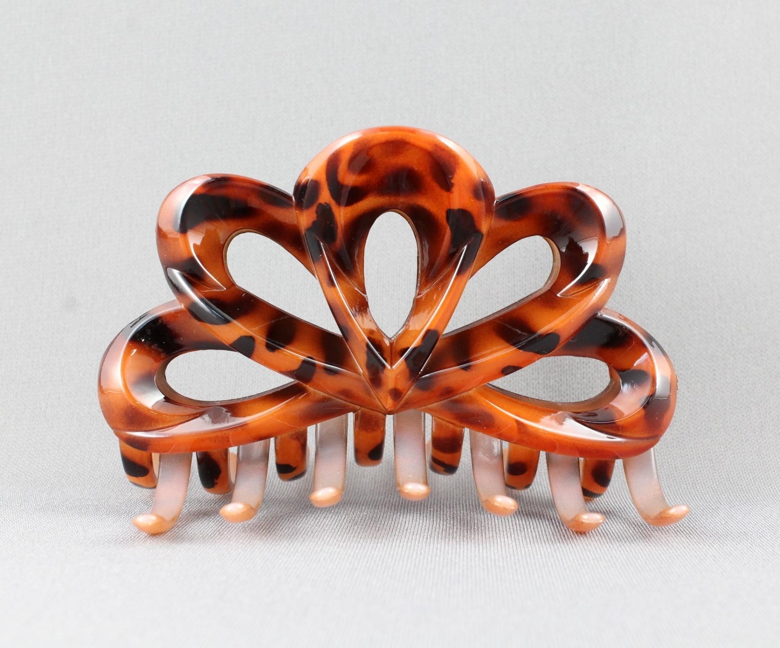 Dk Orange hair clip comb Big jaw claw XL clamp 3 7/8" long flower ...