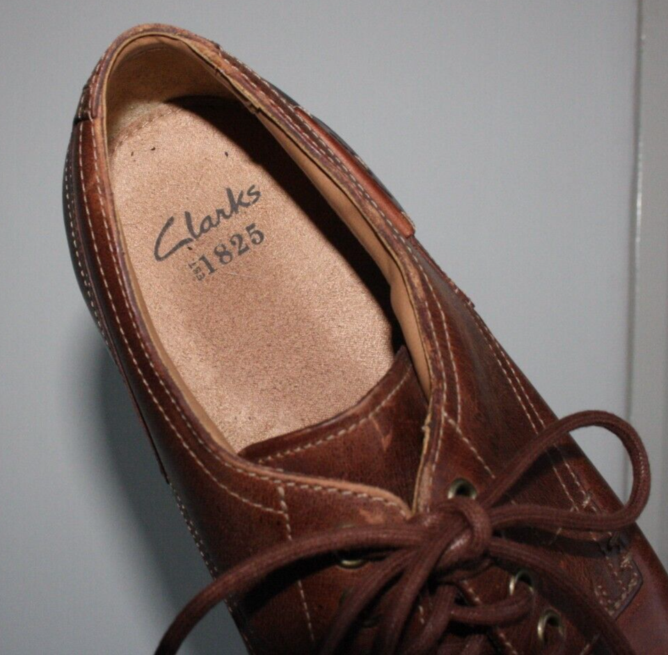 Clark's 1825 Brown Leather Burnished Derby Shoes UK 9 G EU 43 | eBay UK