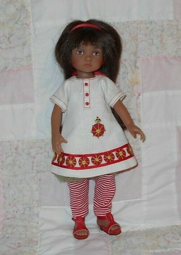 Authentic BONEKA Outfit for 10" Dianna Effner Doll 4 PC Off White W/Red ...
