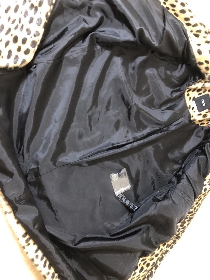 ASOS Leopard Cheetah Double Breasted Faux Fur Coat Sz 4 NEW | eBay