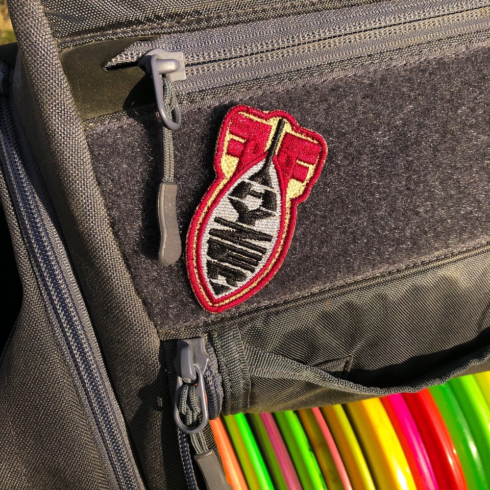 Embroidered Disc Golf Patch - FRIZBEE FIEND - HYZER BOMB - Hook Back ...