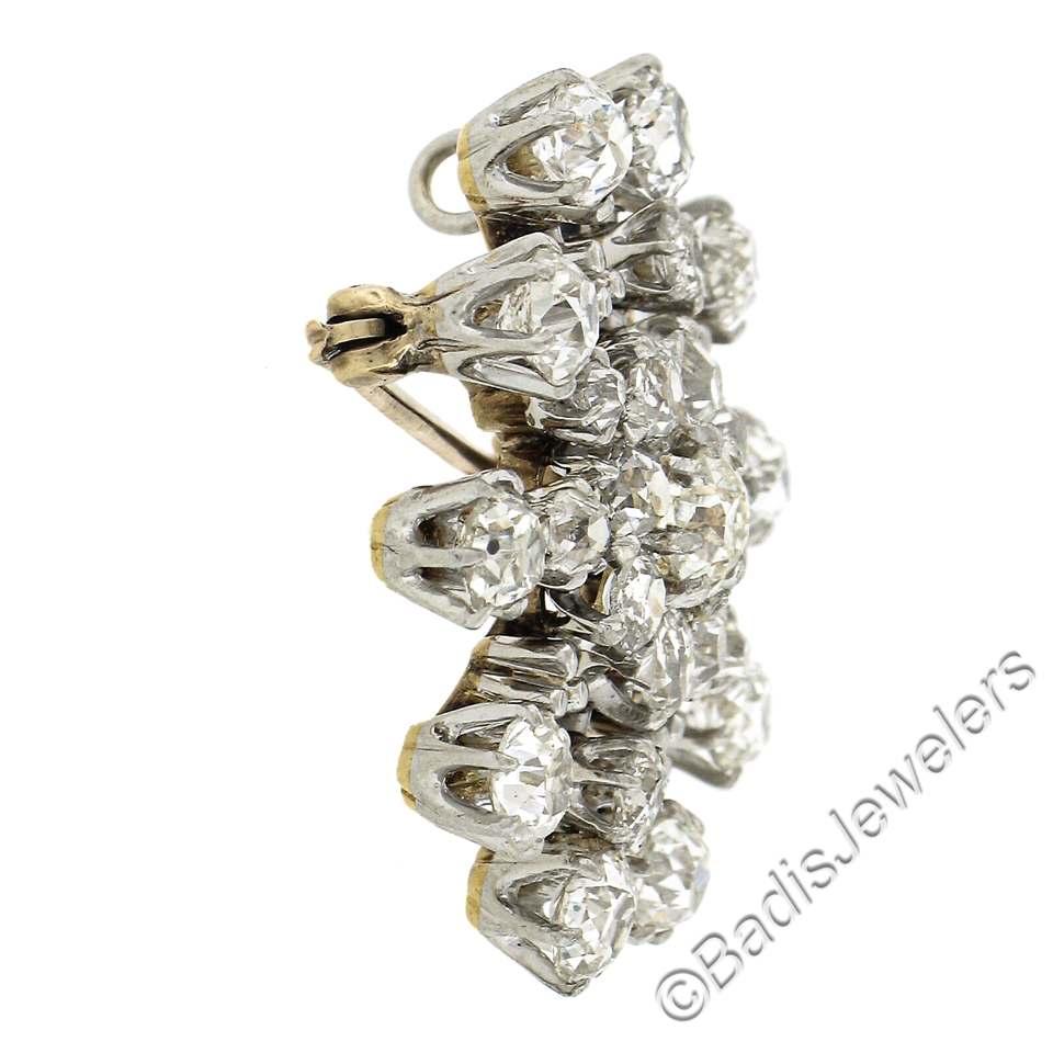 Edwardian 14K Gold Platinum 6ctw Old Mine Diamond Snow Flake Pin Brooch ...