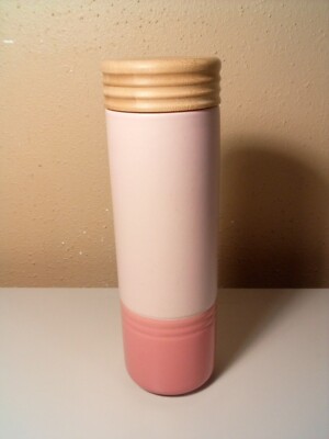 Crofton Insulated Ceramic Bottle Mugs Rose Pink Two Tone Bamboo Lid ...