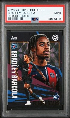 BRADLEY BARCOLA * PSA 9 * POP 1 * 2023-24 TOPPS GOLD FUTURE STARS PSG ...