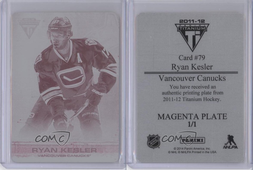 2011-12 Panini Titanium Printing Plate Magenta 1/1 Ryan Kesler #79 1p3 ...