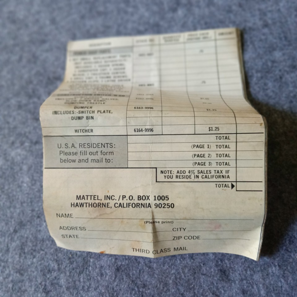 1967 VINTAGE MATTEL ORDER FORM FOR VAC-U-FORM & PLASTIGOOP THINGMAKER ...