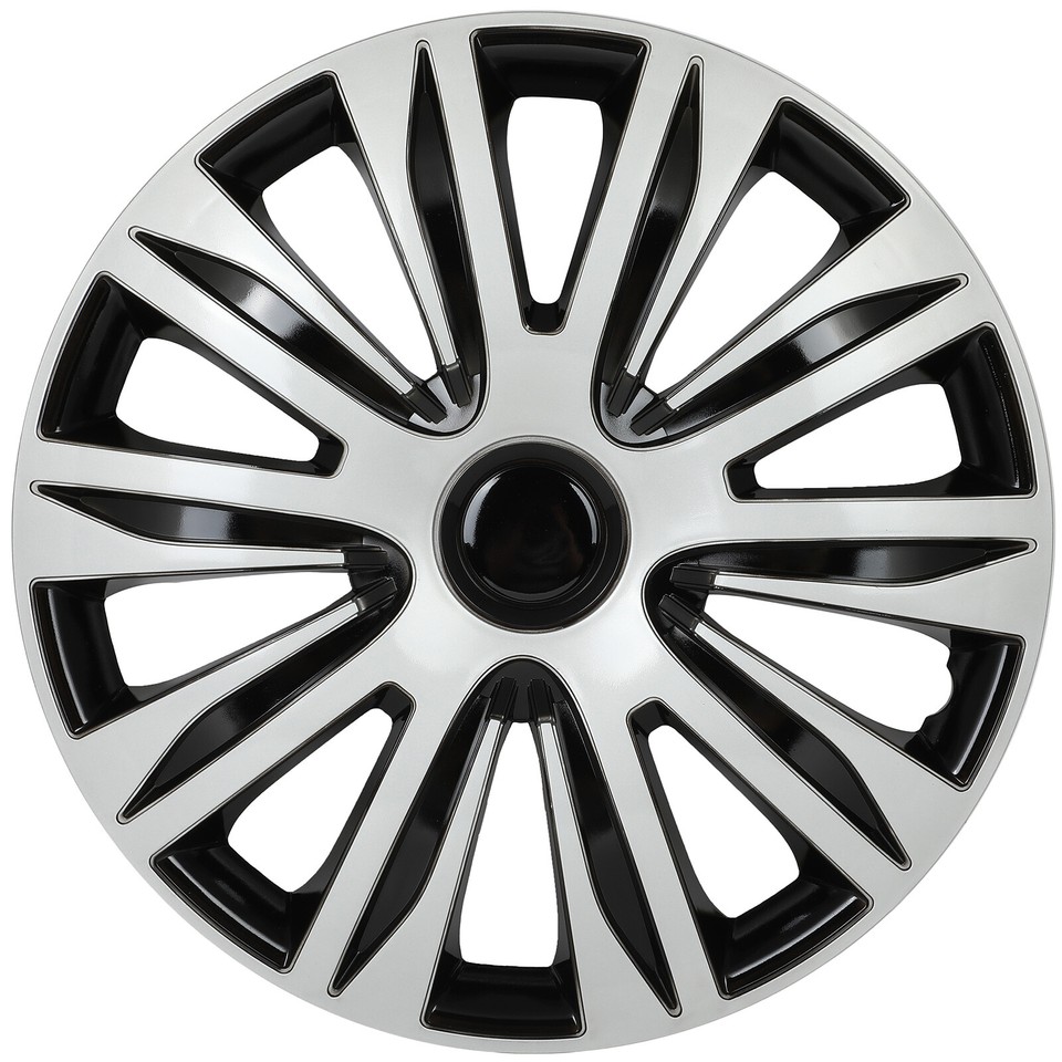 4 Pcs 15 Inch Universal Wheel Hub Caps Black & Silver Wheel Cover Wheel ...