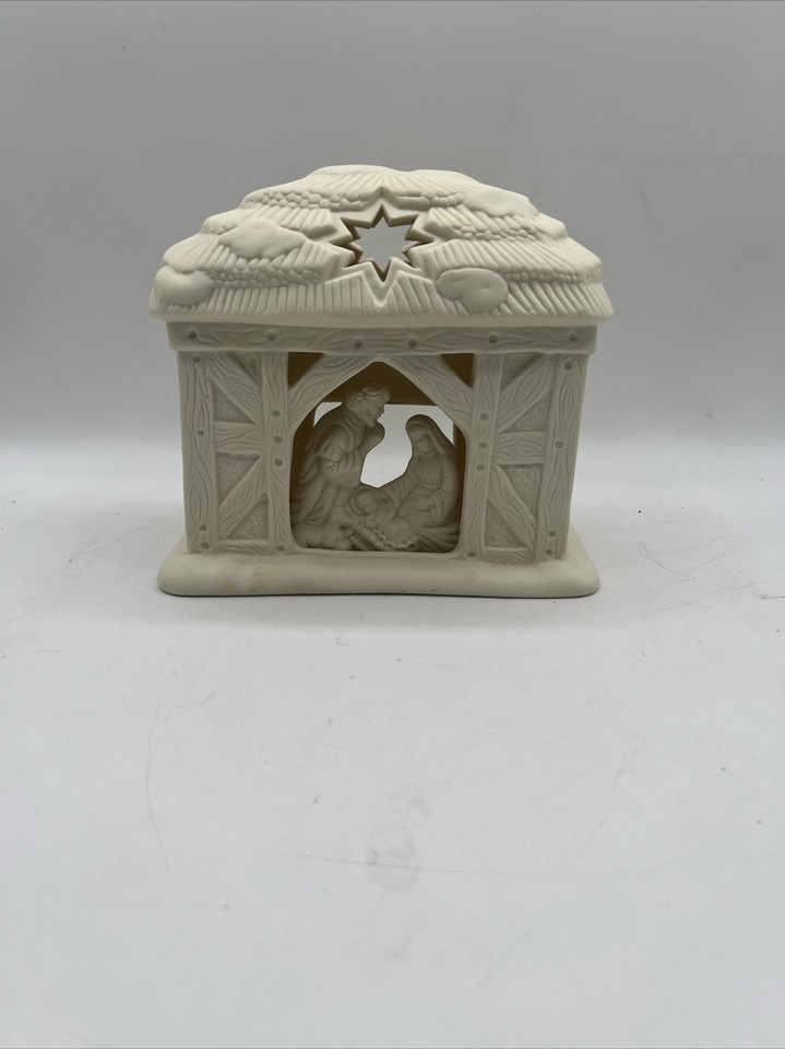 Partylite Christmas O Holy Night Nativity Scene Porcelain Candle Holder ...