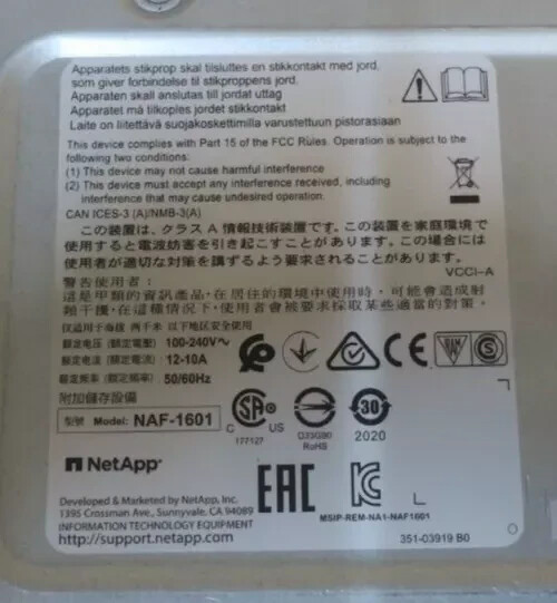 NetApp AFF A300 3U All Flash Storage System + 2x HA Controller 111 ...