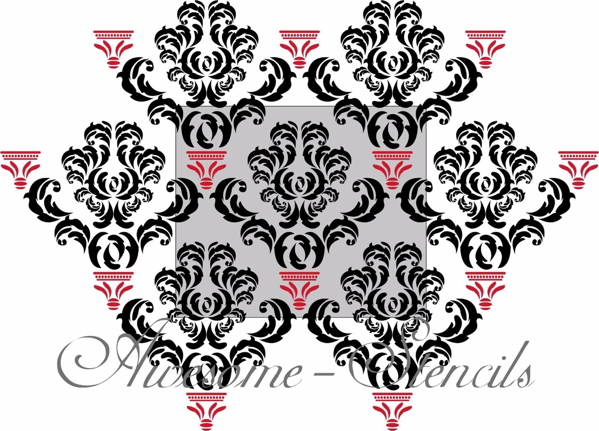 Printable Damask Wall Stencils
