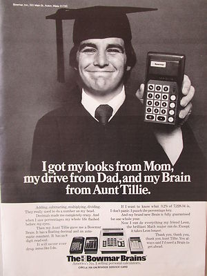 6/1973 pub the bowmar brains calculator personal calculator original ad ...