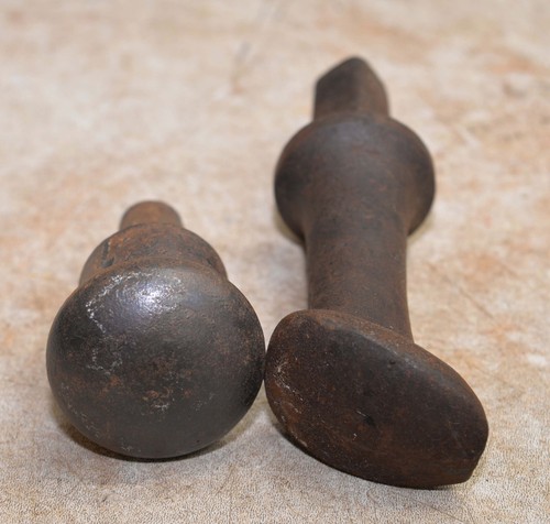 2 antique blacksmith anvil mandrel mushroom hardy metal forming jeweler ...