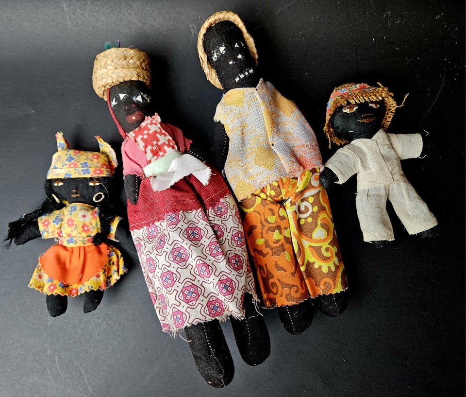 Vntage Handmade Jamaican CARRIBEAN Folkart Rag Doll Famiy Mom, Pop, Bro ...