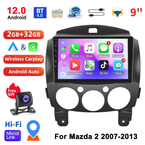 ANDROID 12 CAR GPS WIFI RADIO PLAYER STEREO CARPLAY FOR MAZDA 2 2007 ...