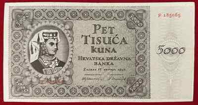Croatia 5000 Kuna 1943 P-14 - XF+ | eBay
