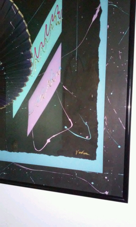 Vintage Beautiful "UNIQUE" Mid Century Modern abstract framed art ...