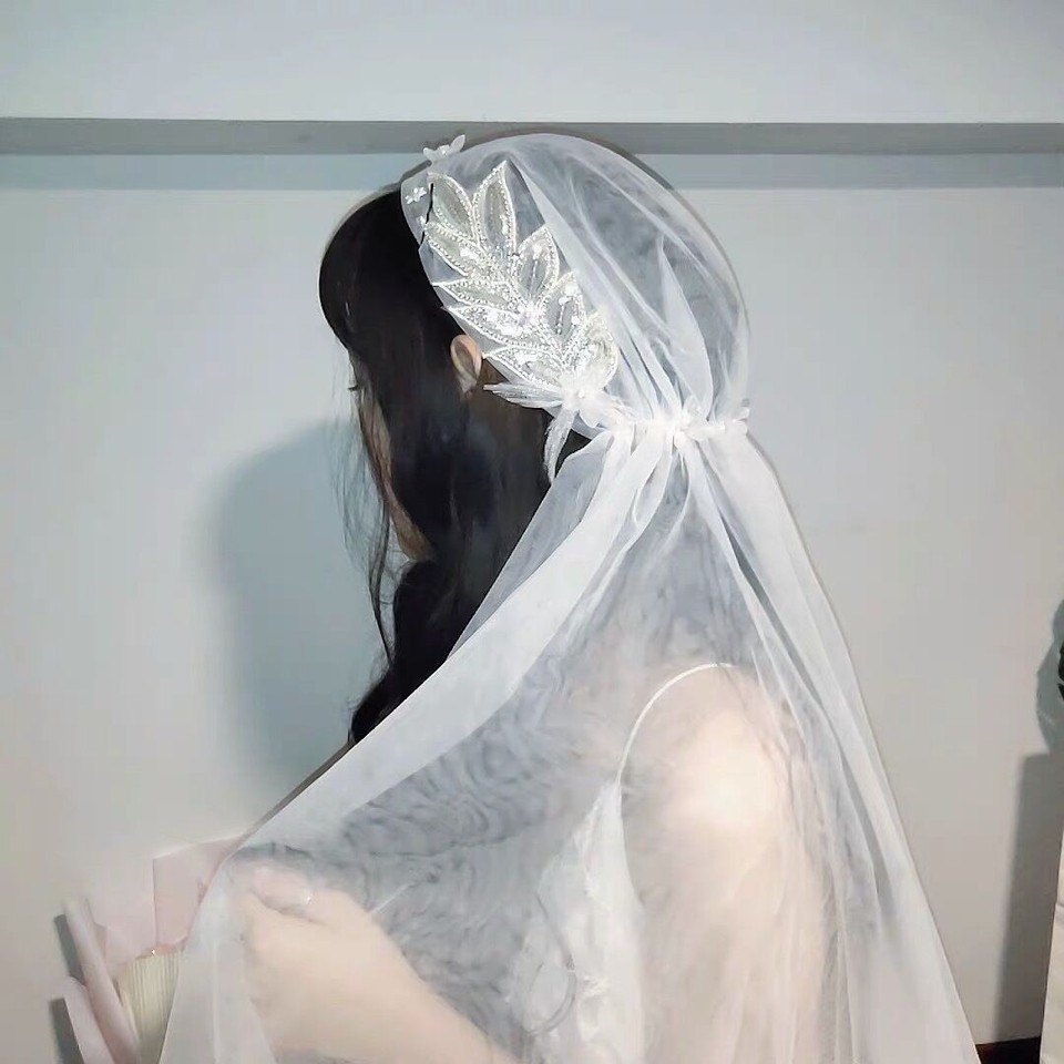 Long Vintage Juliet Cap Wedding Bridal Veils Cathedral Applique Beaded ...