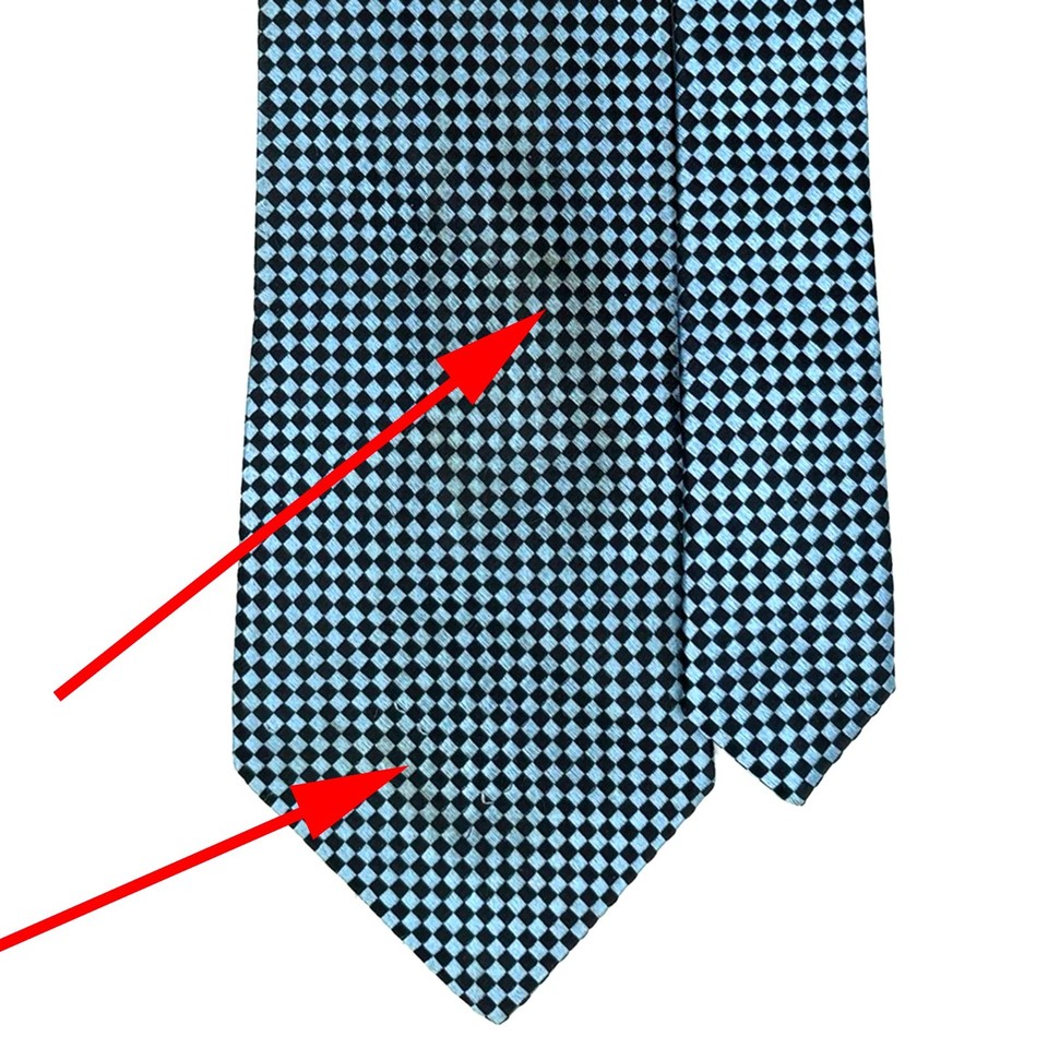 Charvet Place Vendome Cyan Tie - Light Cyan Black Checkerboard Silk ...